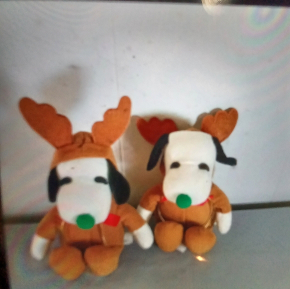 Peanuts | Toys | 2 Snoopy Plush Rattle Reindeer Outfit | Poshmark